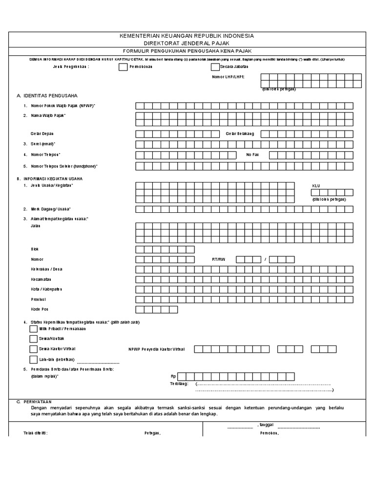 Formulir Pengukuhan PKP | PDF