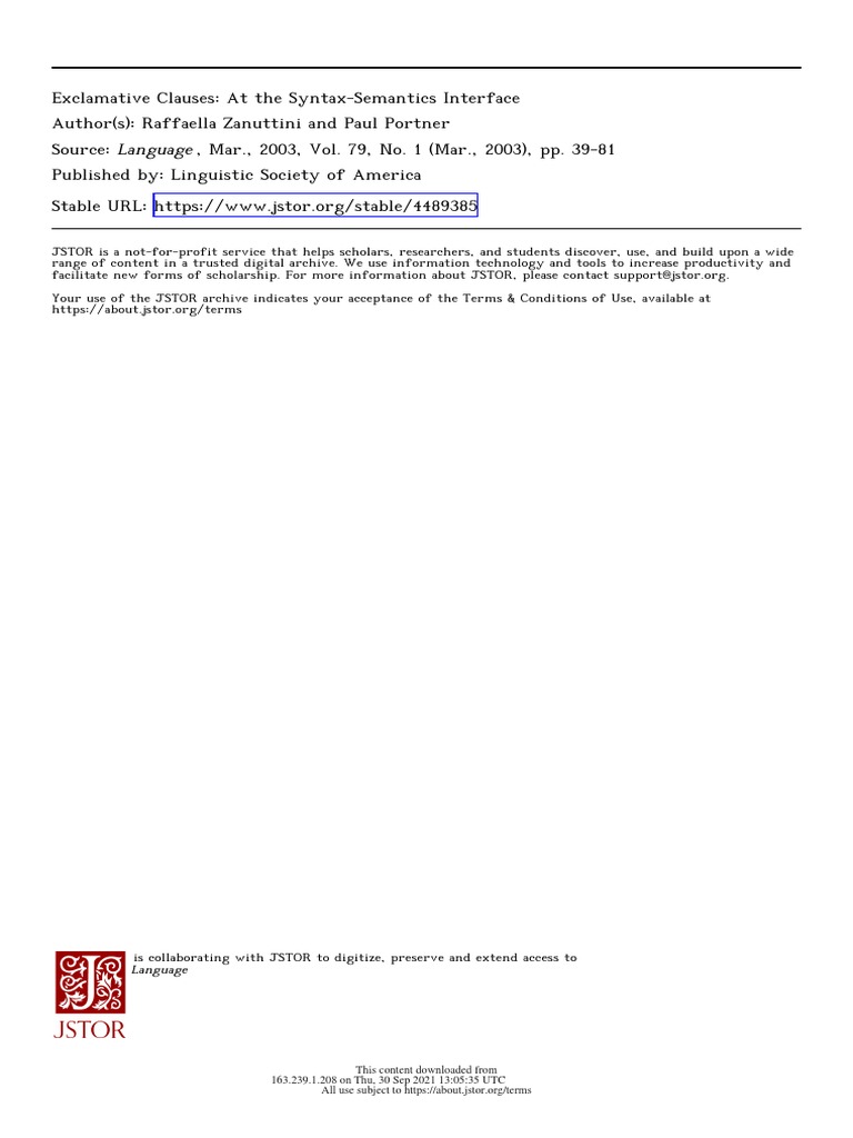 Portner (2003), at The Syntax Semantics Interface, Linguistic Society of America, 39-81 | PDF ...