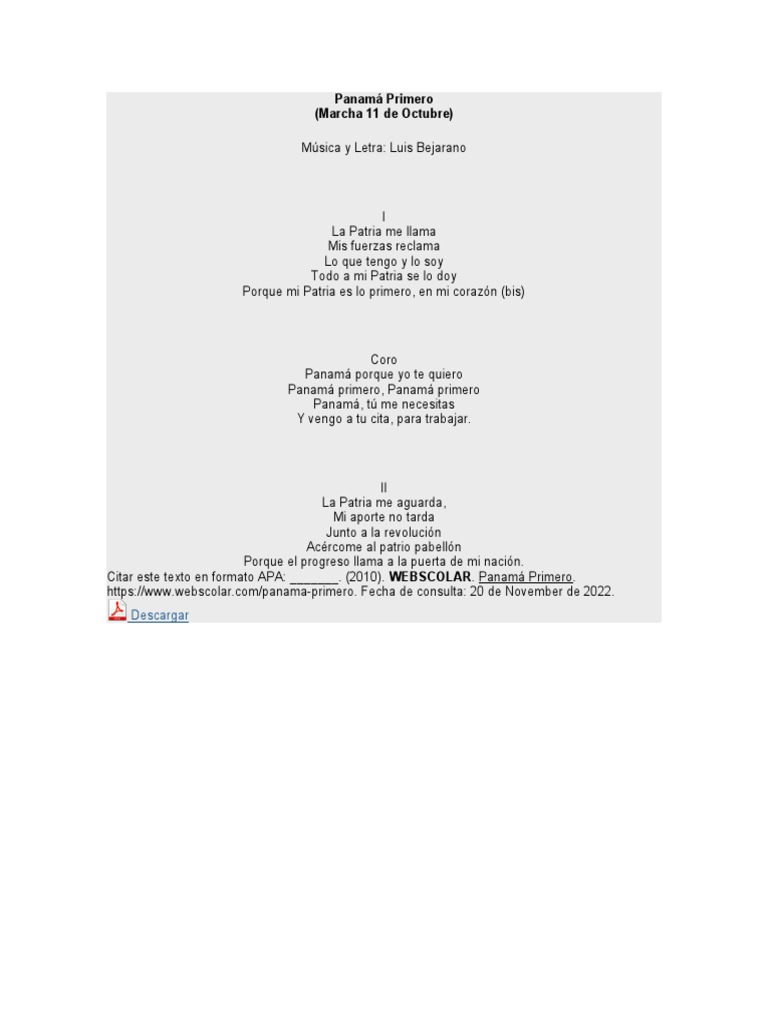 Panamá Primero (Marcha 11 de Octubre) : Descargar | PDF