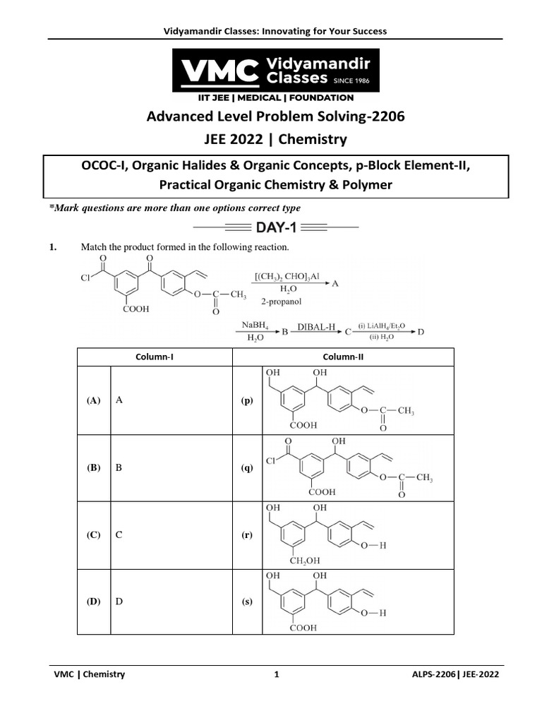 Chemistry Advanced Level Problem Solving (ALPS-6) - Paper | PDF | Acid | Chlorine