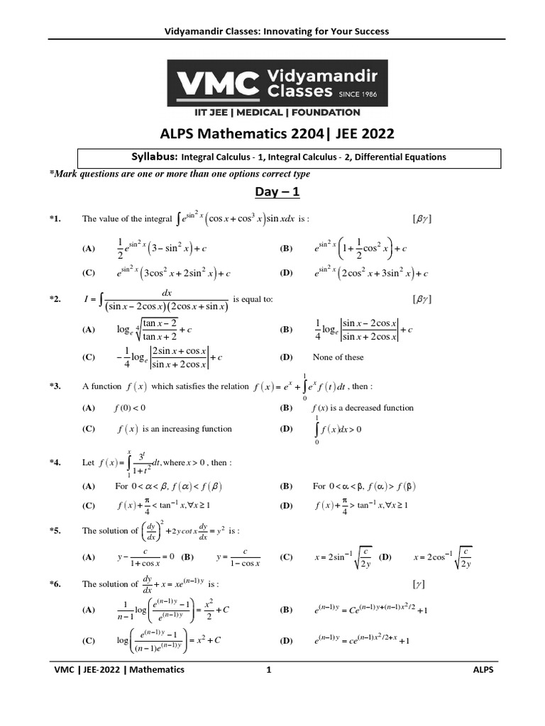 Advanced Integral Calculus Problems | PDF | Equations | Trigonometric ...