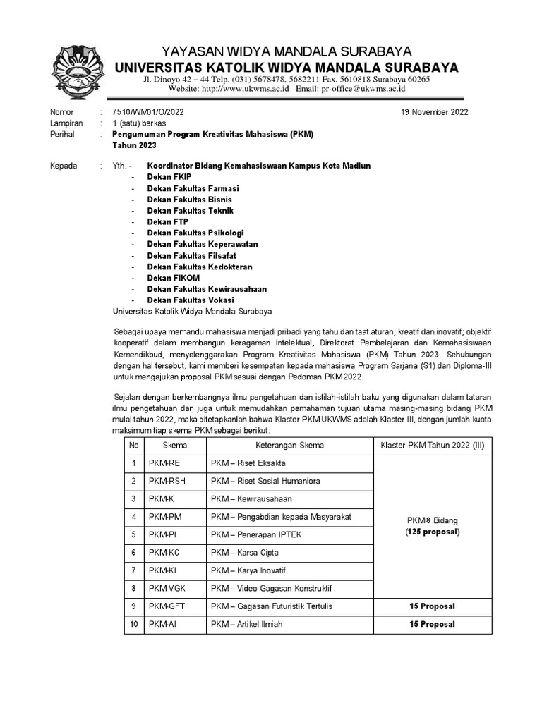 Pengumuman PKM 2023 RevLH Signed | PDF