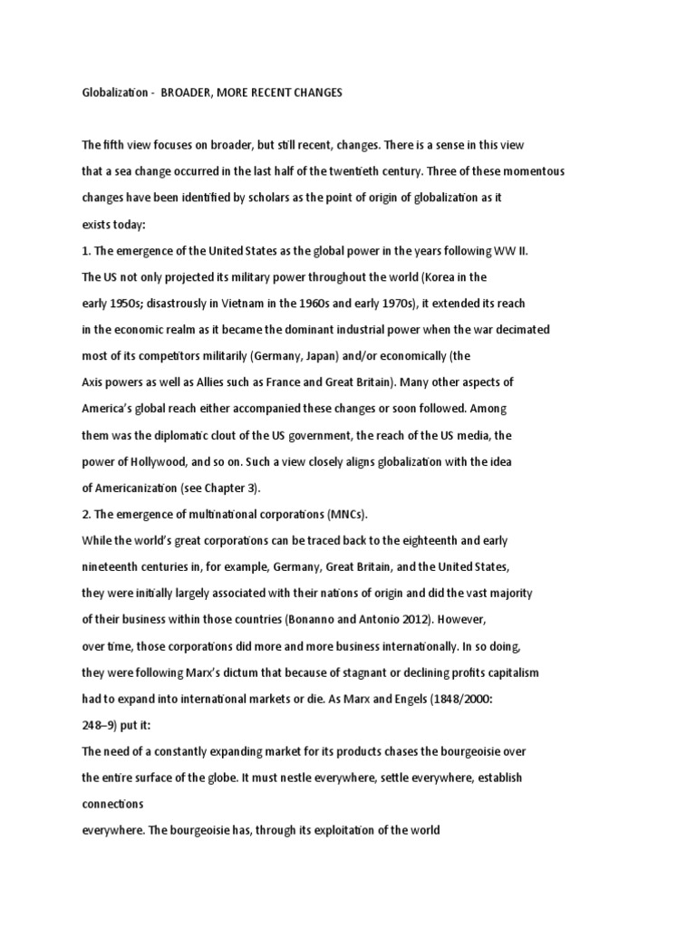 Globalization - BROADER, MORE RECENT CHANGES | PDF