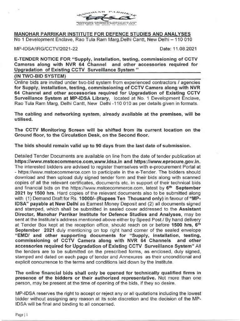 Tender Library CCTV 2021 | PDF Tender Library CCTV 2021 | PDF