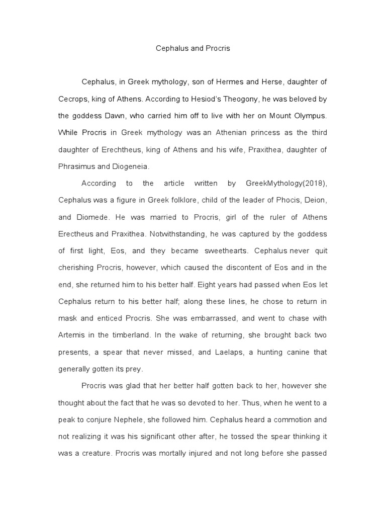 Cephalus and Procris | PDF | Greek Mythology | Mythology Of Central Greece