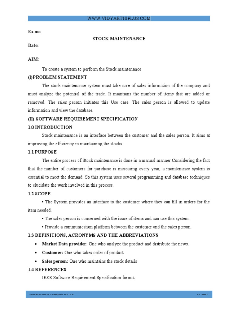 Stock Maintenance System | PDF | Use Case | World Wide Web