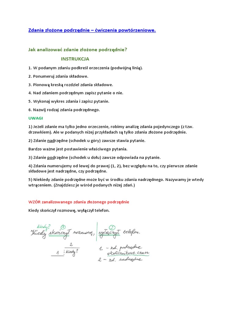 Zdania Zlozone Podrzednie | PDF
