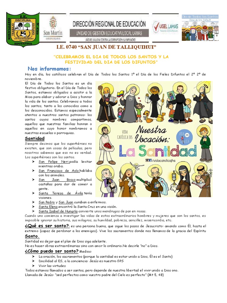 FICHA DIA DE TODOS LOS SANTOS 1º y 2º | PDF