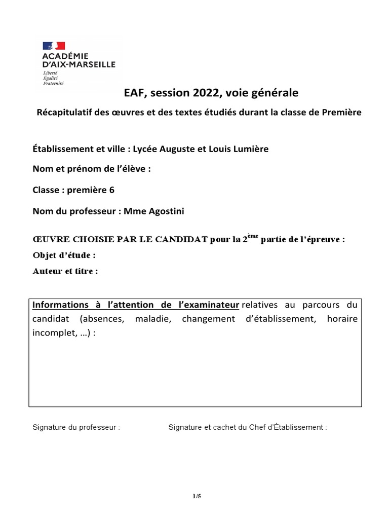 Eaf 2022 Élèves | PDF