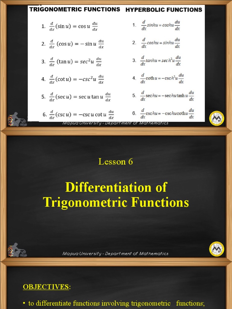 Lesson 6 Differentiation Of Trigonometric Functions Pdf