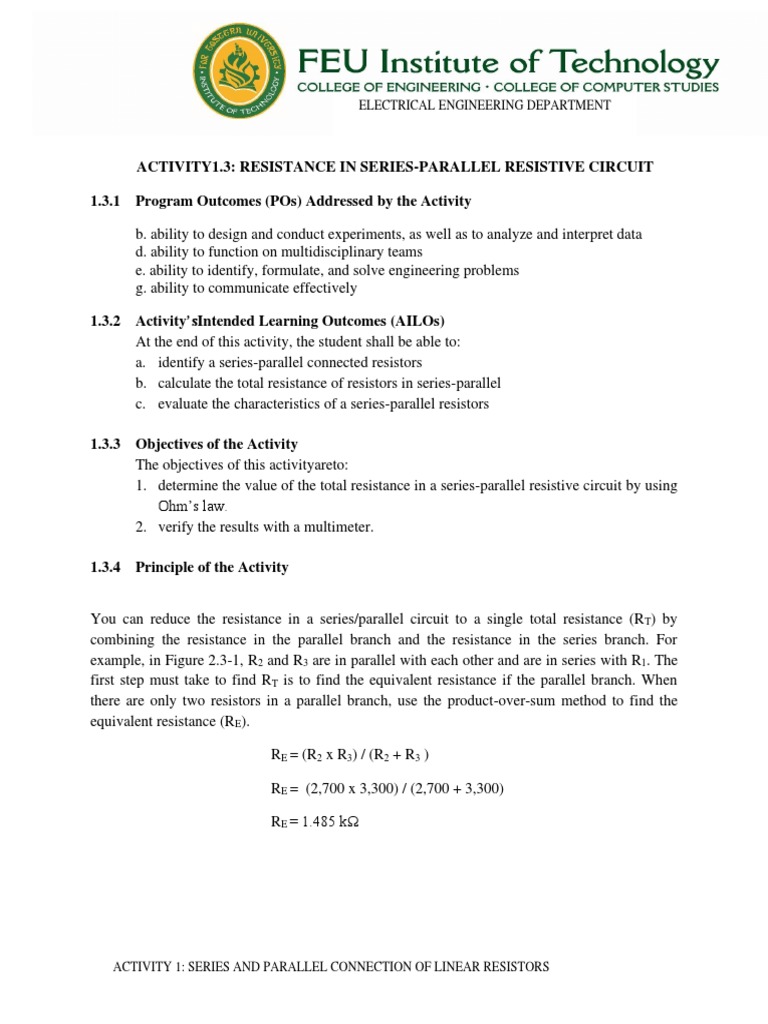 Determining Equivalent Resistance in Complex Series-Parallel Circuits | PDF | Series And ...
