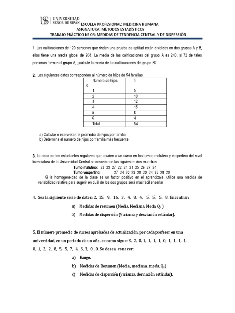 Práctica Medidas de Resumen | PDF