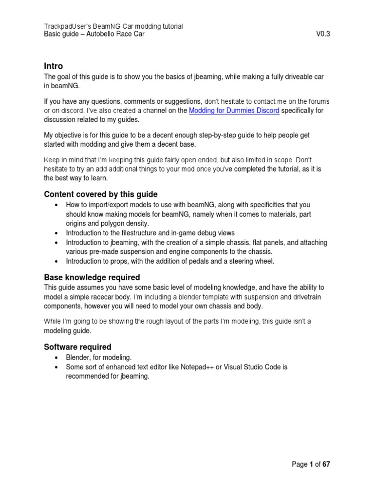 BeamNG Modding Tutorial Basic Jbeam Project | PDF | Rotation | Blender ...