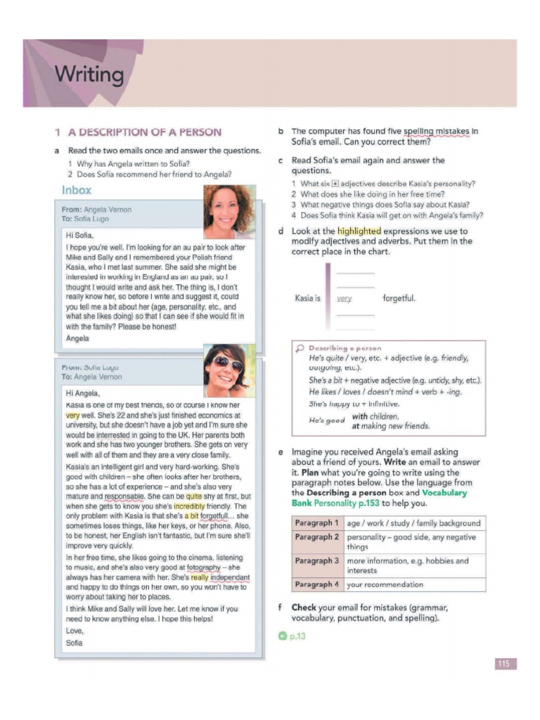 Writing Unit 1 Description of A Person | PDF