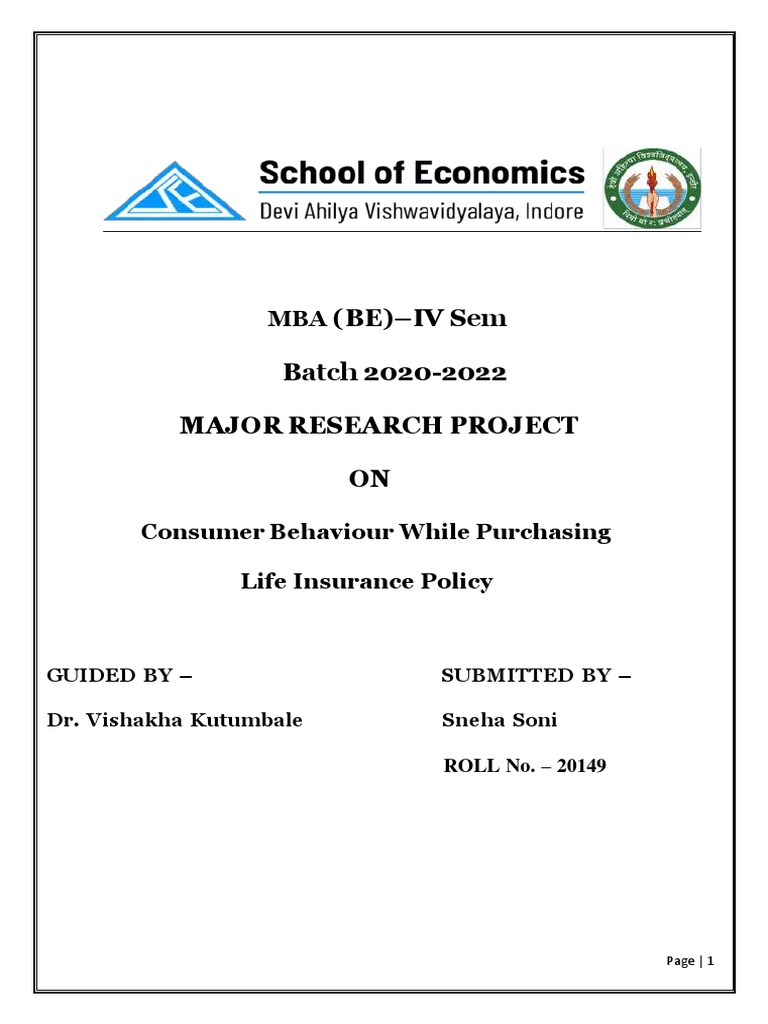 Consumer Behaviour While Purchasing Life Insurance Policy | PDF