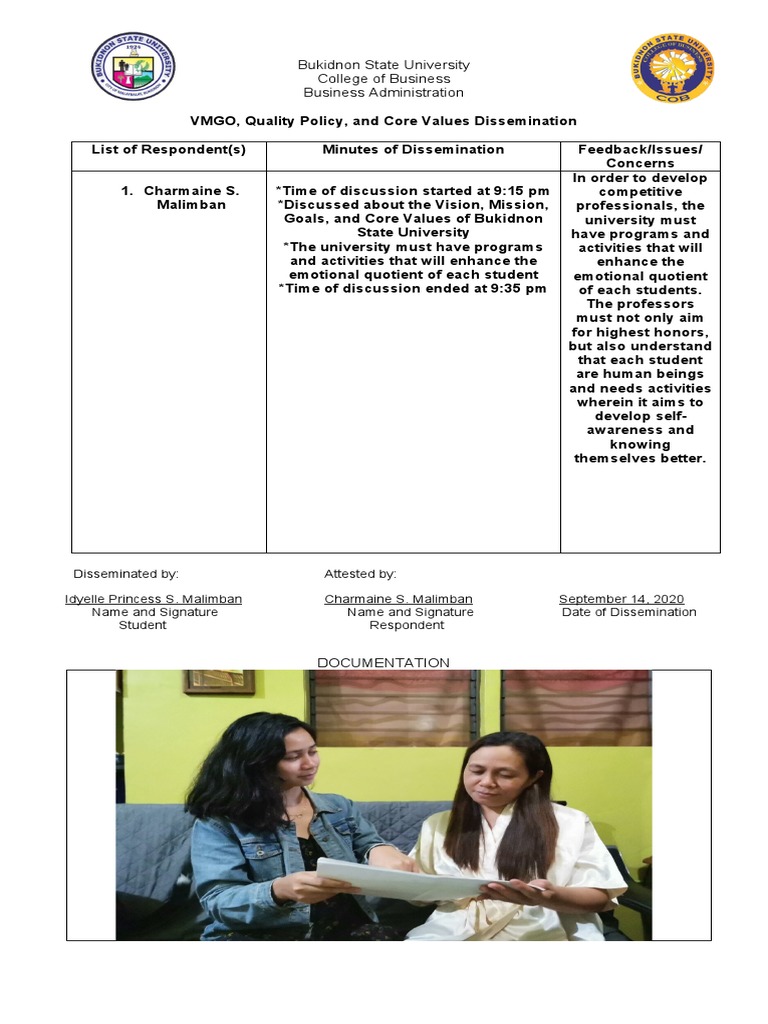 Sharing-of-BukSUs-VMGO FINAL | PDF