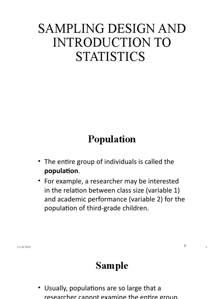 Sampling Design and Introduction To Statistics | PDF