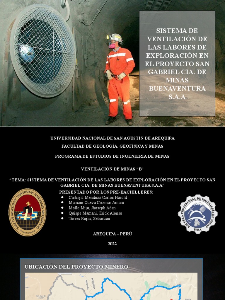 Sistema de Ventilación de Las Labores de Exploración en El Proyecto San Gabriel CIA. de Minas ...