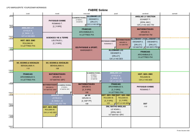Emploi Du Temps 2022-2023 | PDF