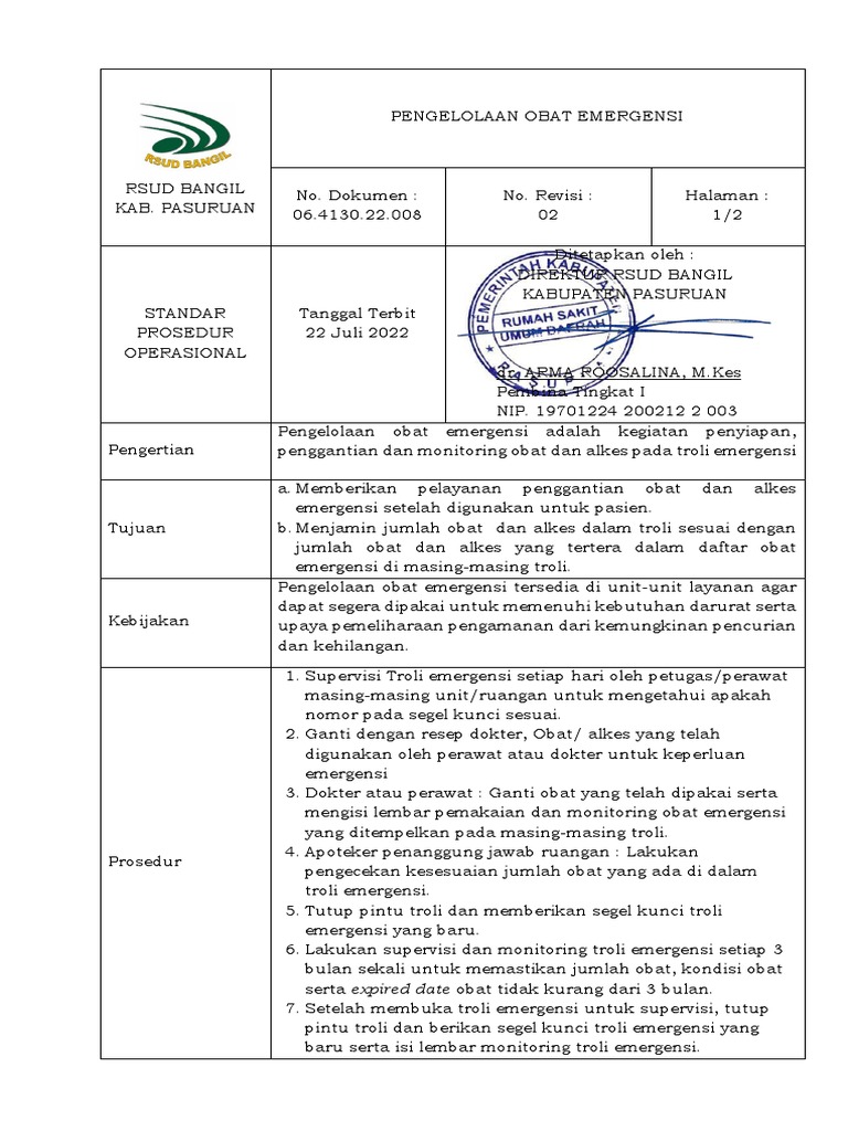 Pengelolaan Obat Emergensi | PDF