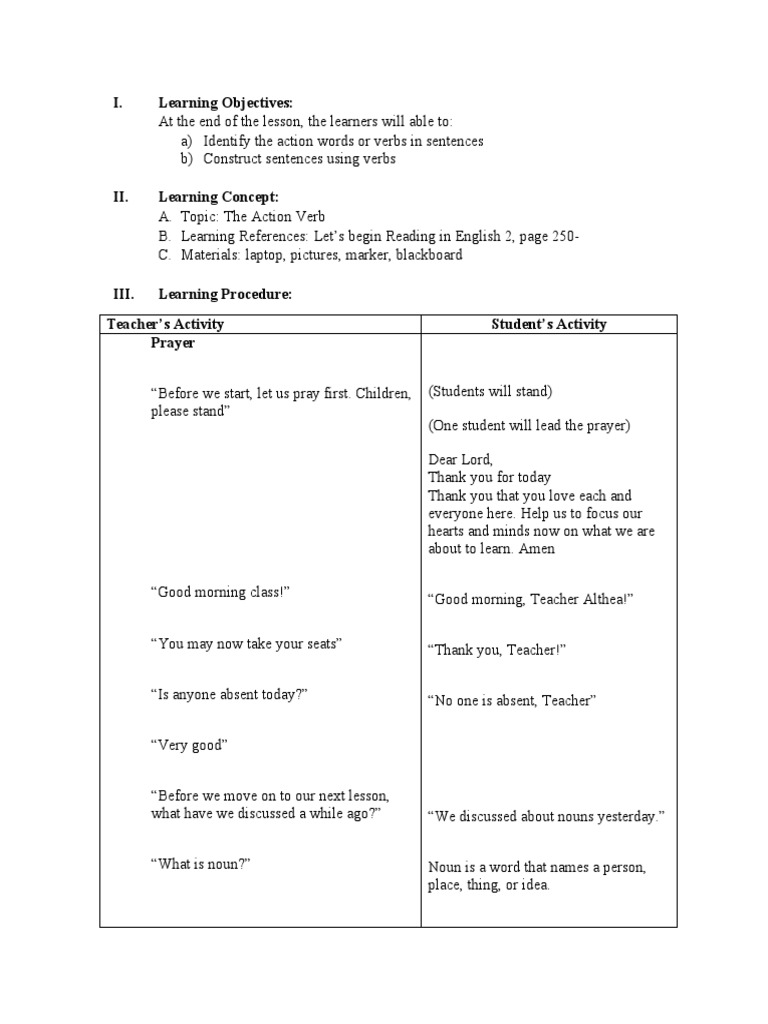 ENGLISH-LESSON-PLAN | PDF | Noun | Verb