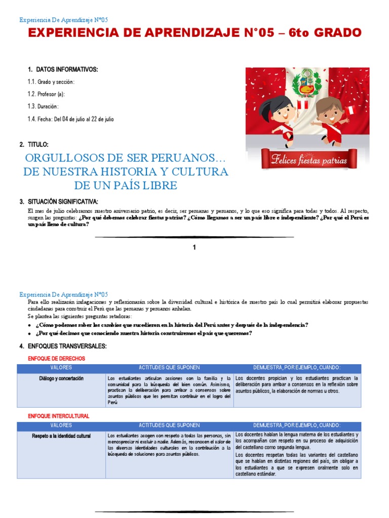 6° Grado - Experiencia de Aprendizaje N°05 | PDF | Números | Geometría