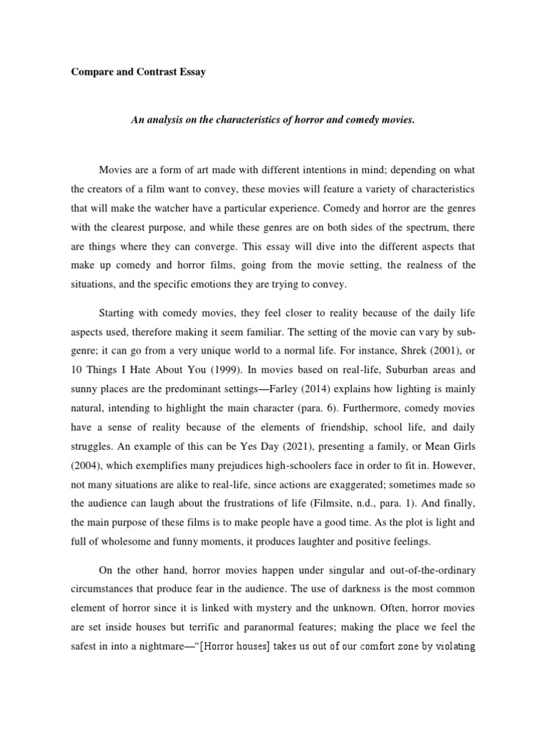 Compare and Contrast Essay | PDF | Feeling | Horror Films