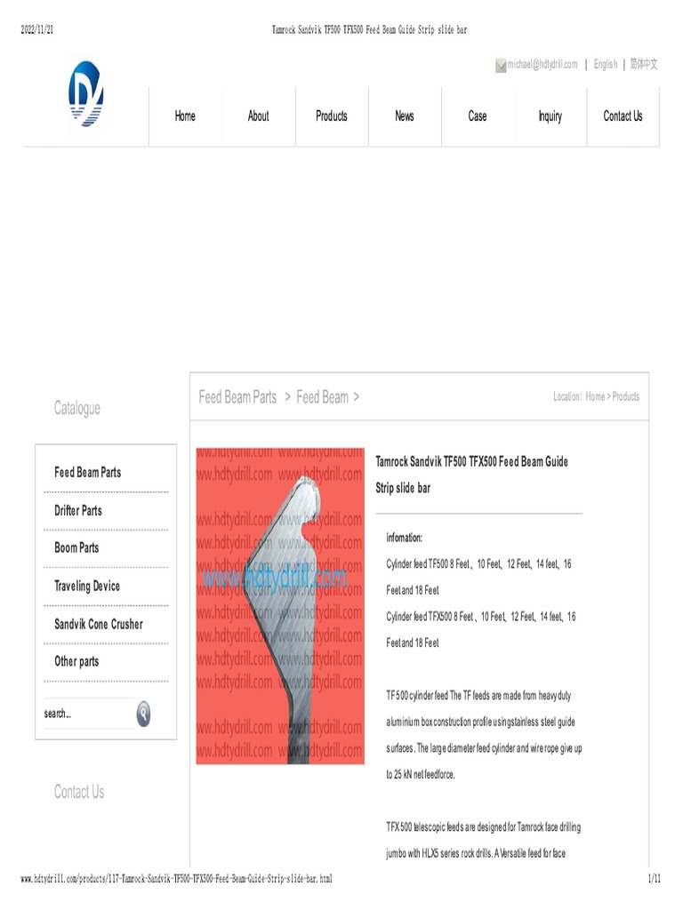 Tamrock Sandvik TF500 TFX500 Feed Beam Guide Strip Slide Bar | PDF
