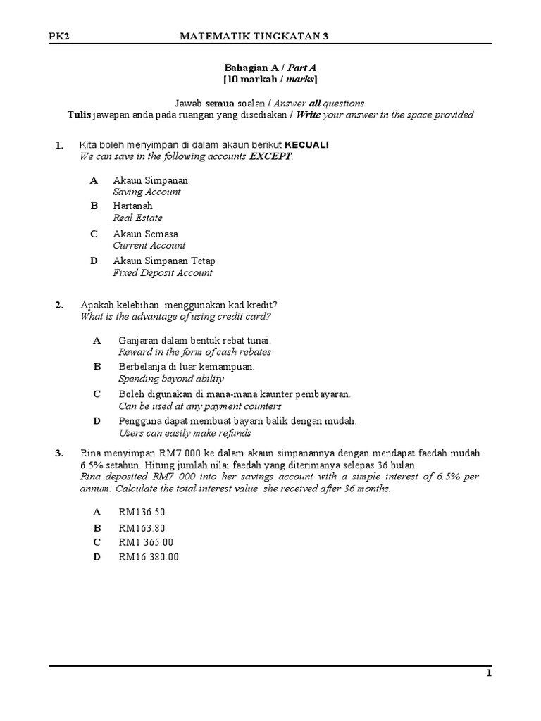 Soalan pk2 2022 tg3 | PDF