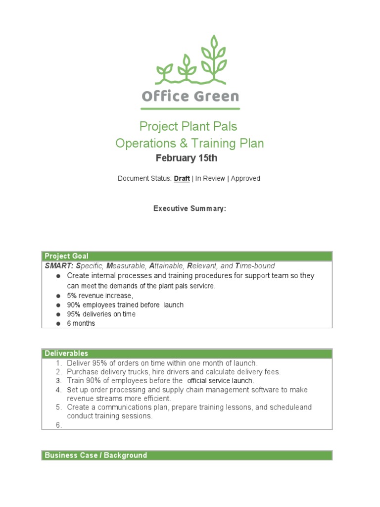 Project Plant Pals Operations Plan | PDF | Career & Growth | Finance ...
