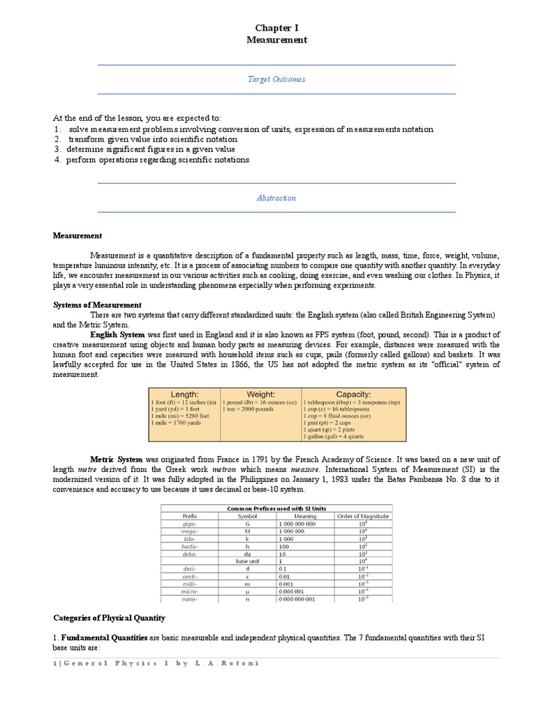 Physics Chapter 1 | PDF | Euclidean Vector | Measurement