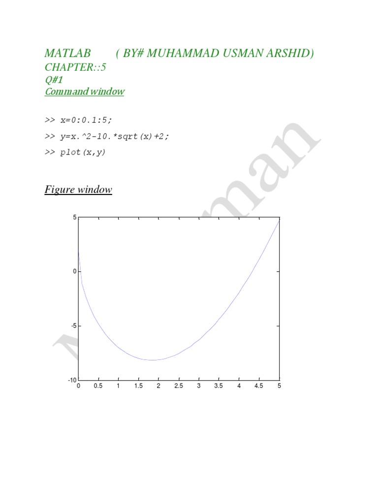 Matlab (By# Muhammad Usman Arshid) : Q#1 Command Window | Descargar gratis PDF | Acceleration ...
