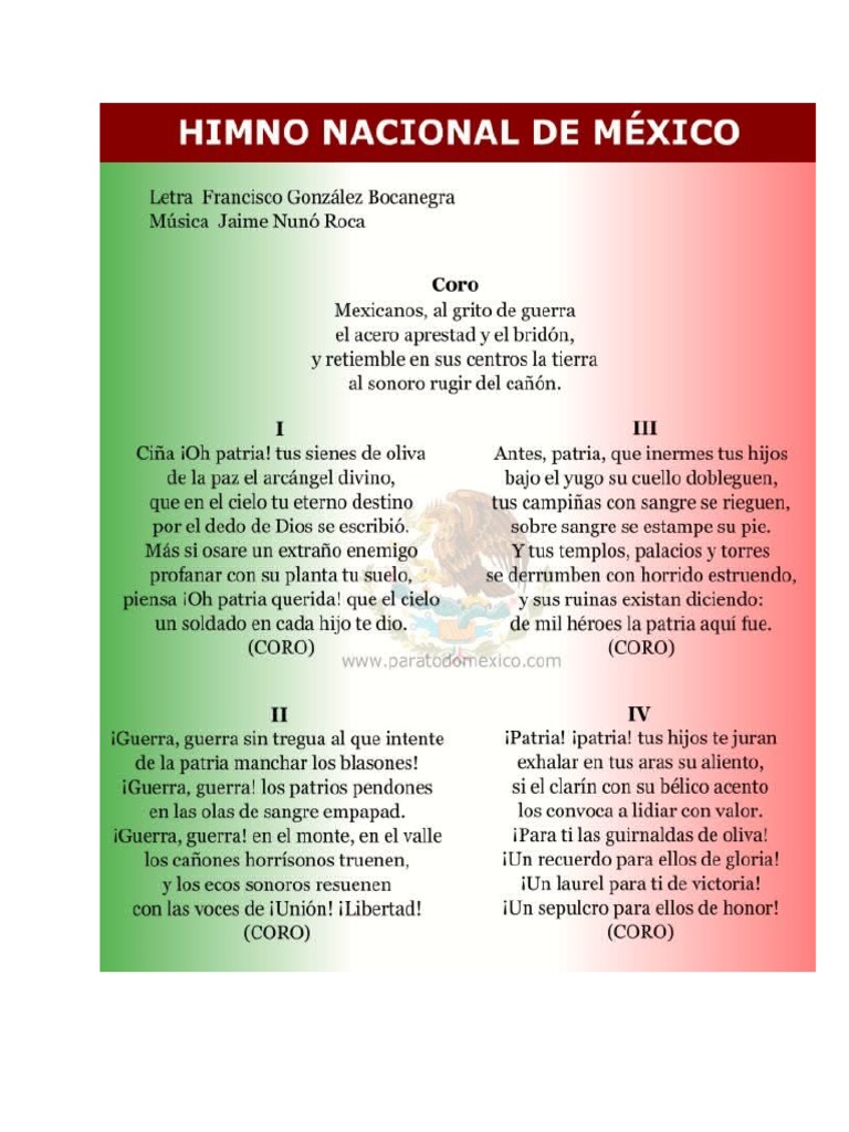 Himno Nacional Mexicano Pdf