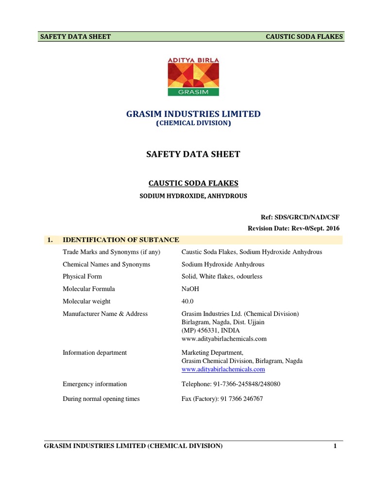 Caustic Soda Coa | PDF