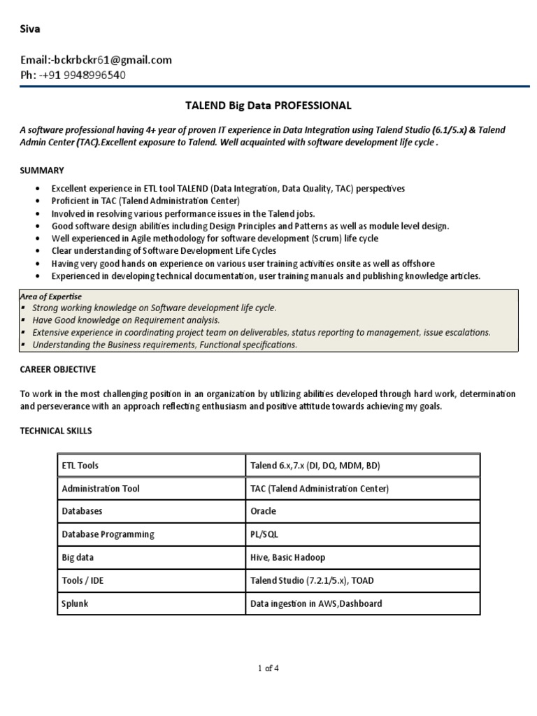 Siva Resume | PDF | Computer Data | Computer Science