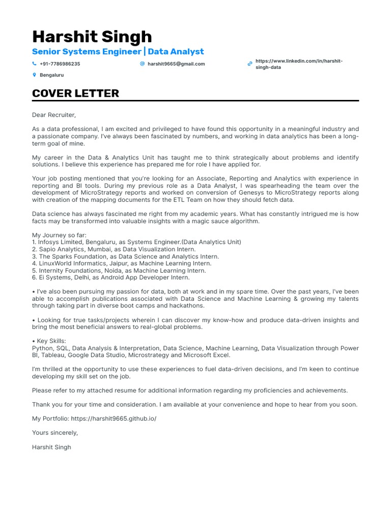 Harshit Singh's CoverLetter | PDF
