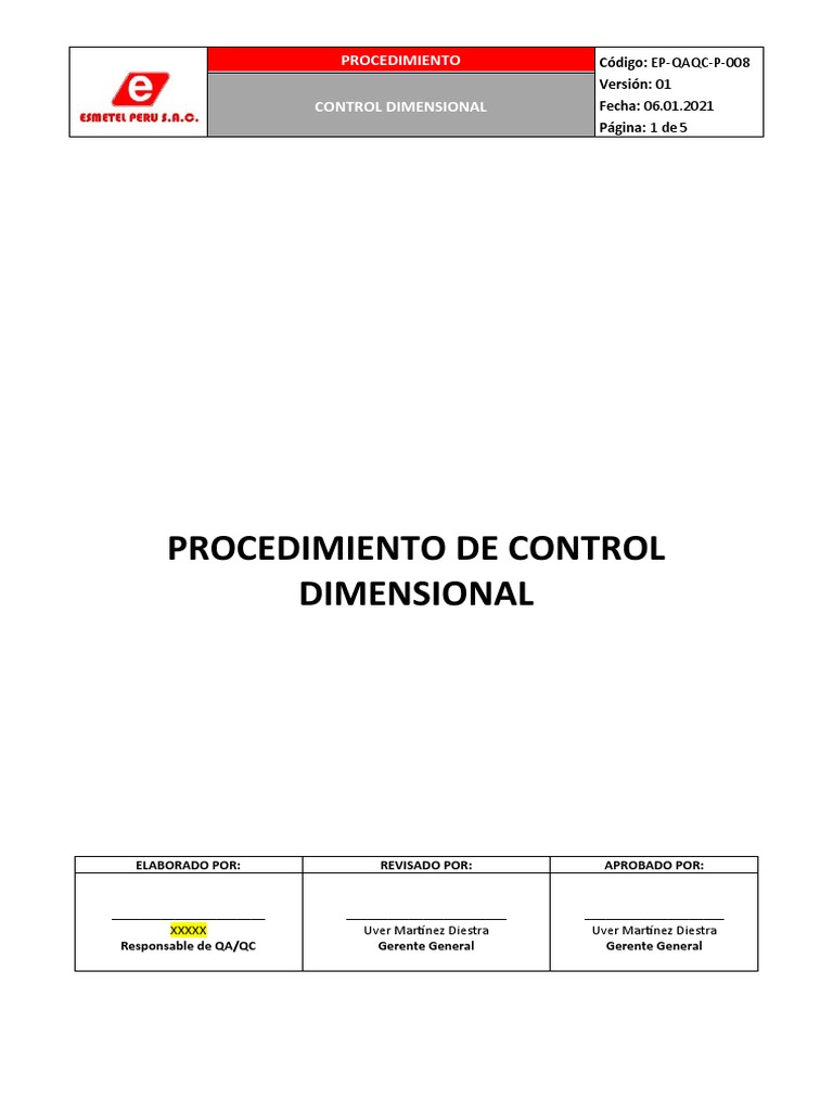 EP-QAQC-P-008 Procedimiento de Control Dimensional V01 | PDF