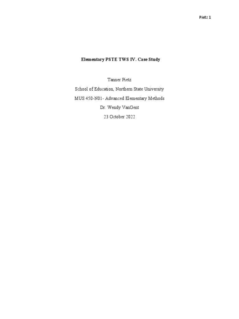 Elementary Case Study | PDF | Music Education | Classroom