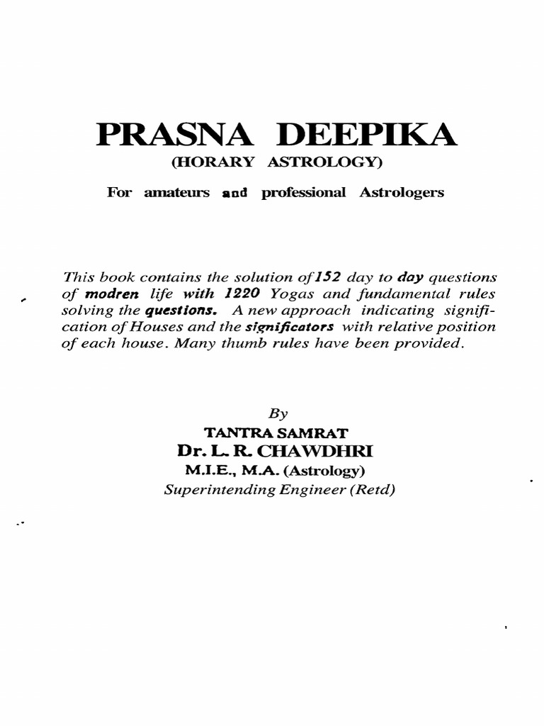 Jyotish 1990 Prashna Deepika L R Chawdhri Pdf