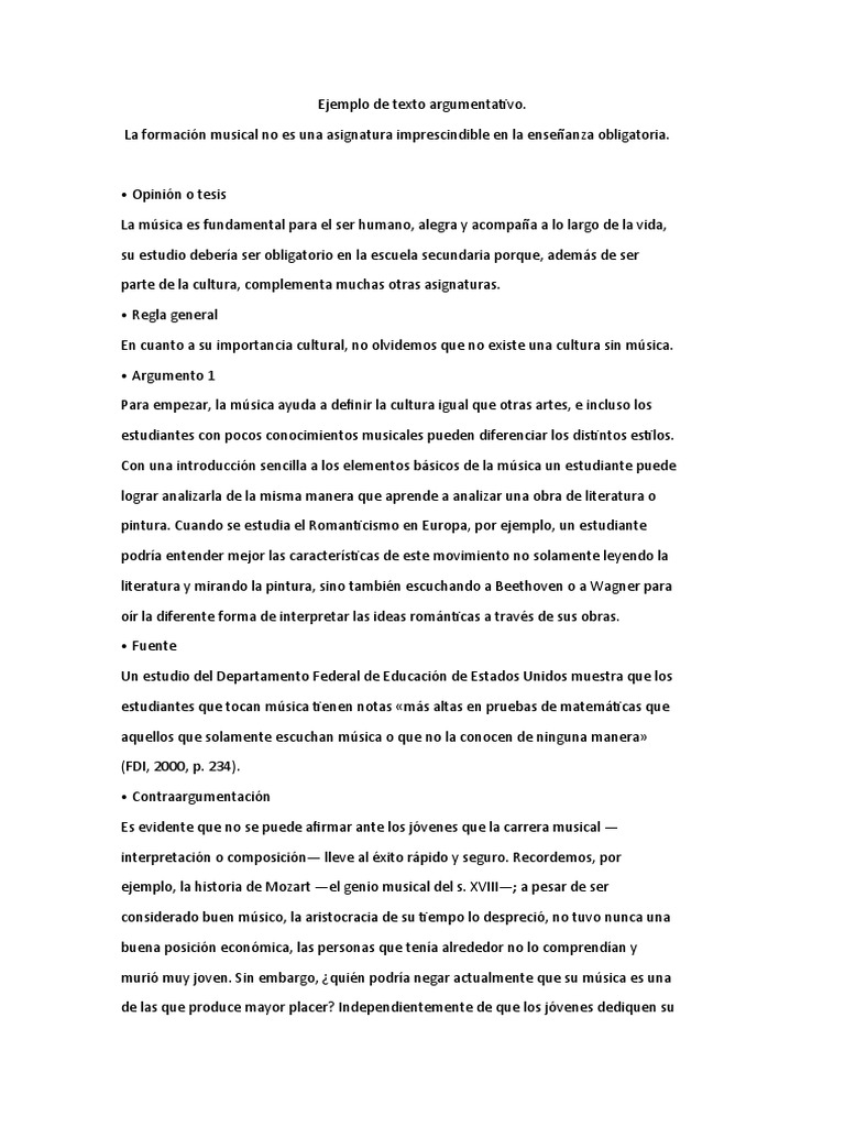 Ejemplo De Un Texto Argumentativo Pdf Argumento 