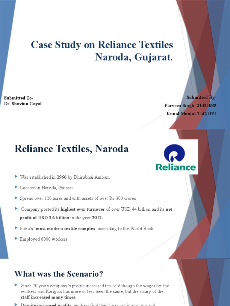 Case Study On Reliance Textiles, Naroda | PDF | Strike Action | Employment