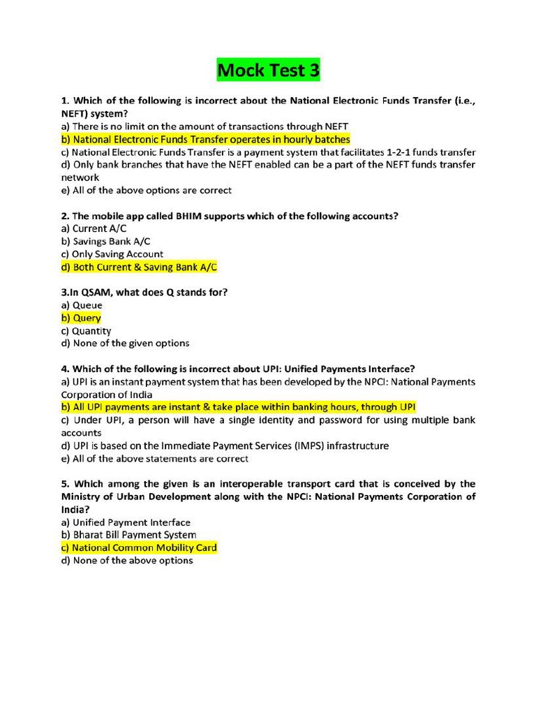 Digital Banking Mock Test - 3 | PDF