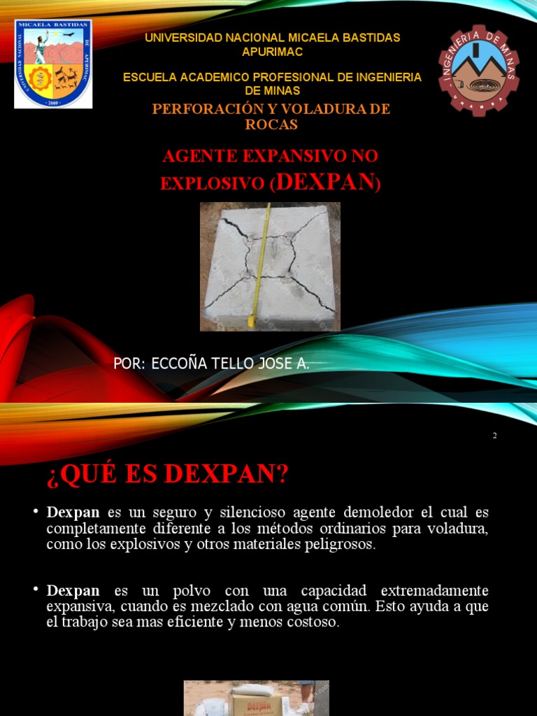 Dexpan Agente No Explosivo | PDF | Agua | Hormigón