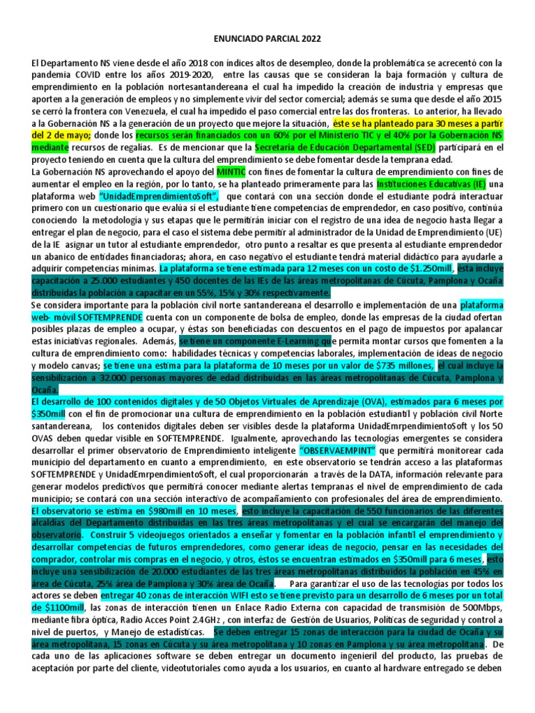 Enunciado Parcial 2022 | Descargar gratis PDF | Iniciativa empresarial | Software