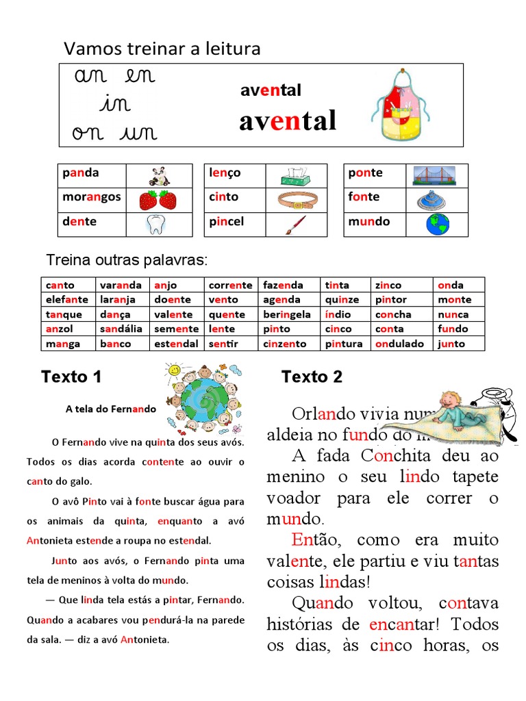 Vamos Treinar A Leitura An, En, In, On, Un | PDF
