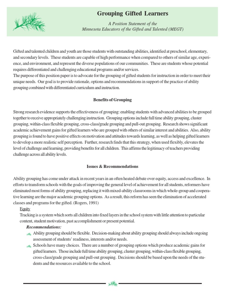 Grouping Gifted Learners | PDF