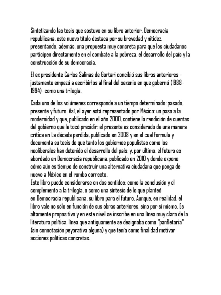 Resumen Libro ¿Qué Hacer? Carlos Salinas de Gortari | PDF