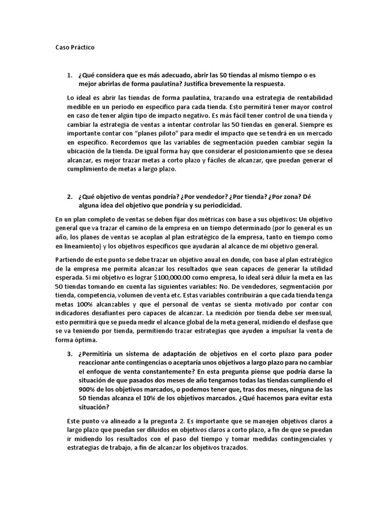 Caso Práctico - Plan de MK | PDF | Marketing | Planificación estratégica