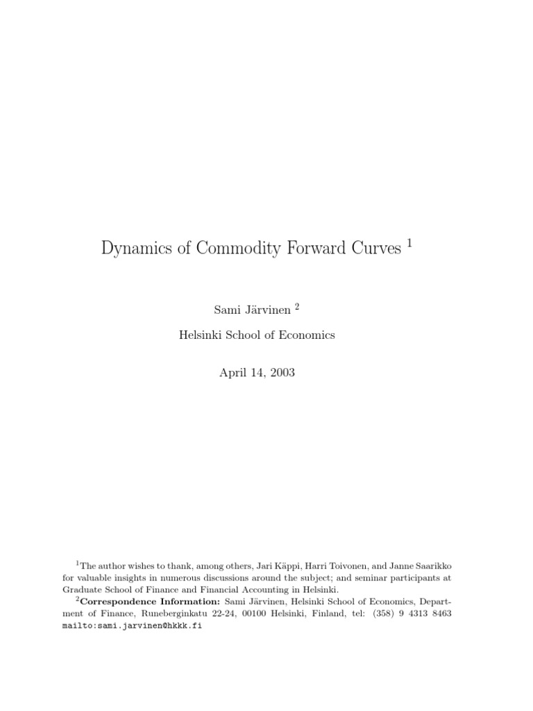 0053 Dynamics of Commodity Forward Curves | PDF | Principal Component ...