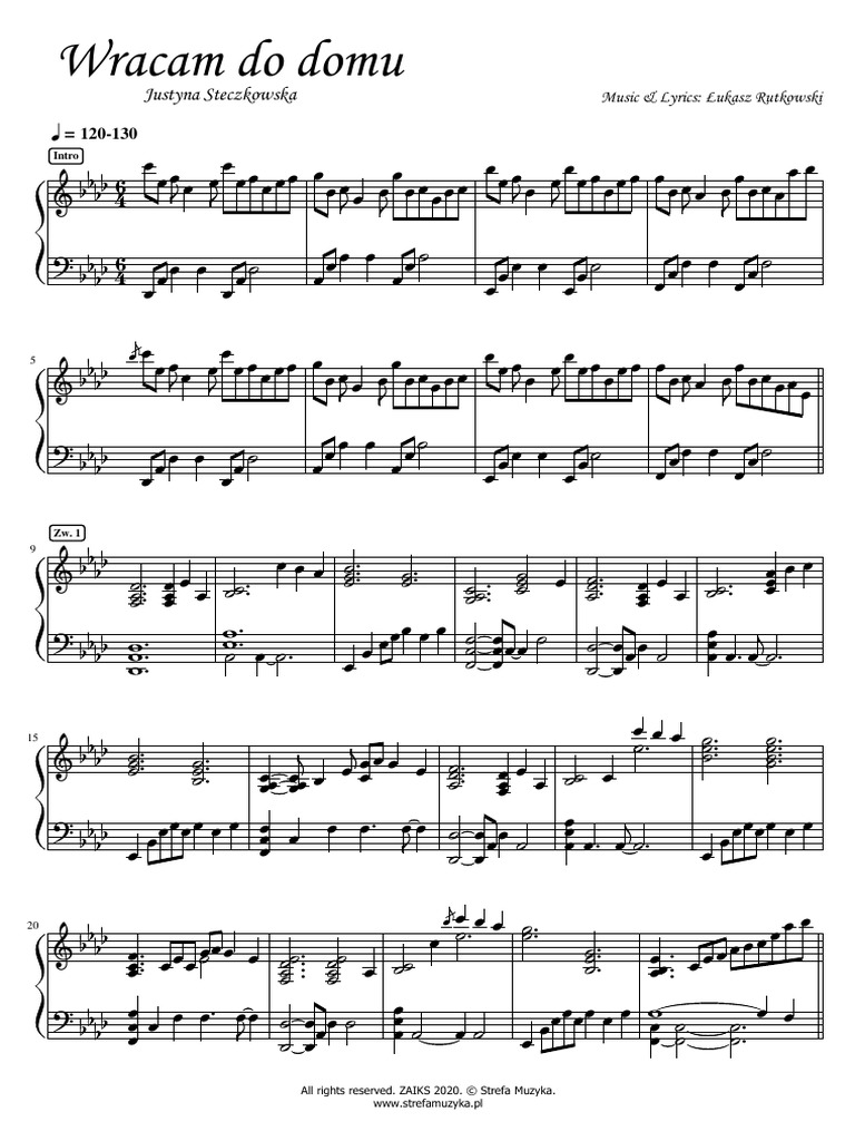 Wracam Do Domu Justyna Steczkowska PIANO Accomp. Yu09r0 | PDF
